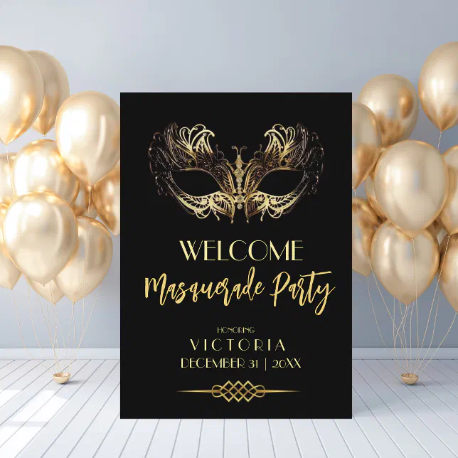 Luxury Black Gold Masquerade Party Birthday Foam Board | Zazzle