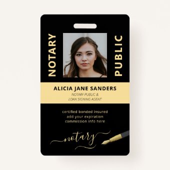 Luxury black gold professional custom notary ID Badge | Zazzle