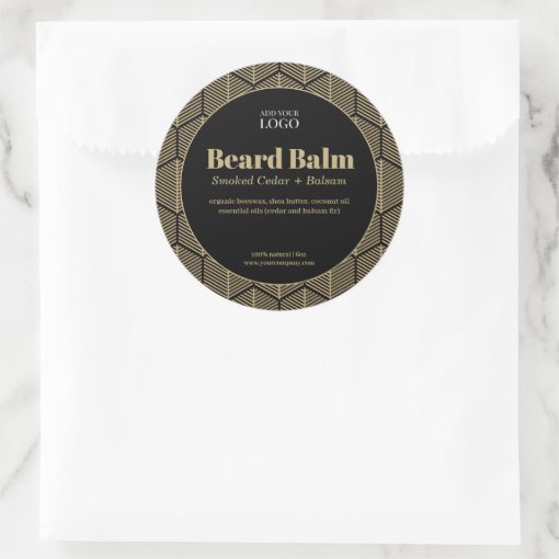 Luxury Black & Gold round product label | Zazzle