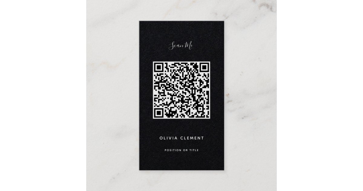 Luxury Black Modern QR Code Business Card | Zazzle