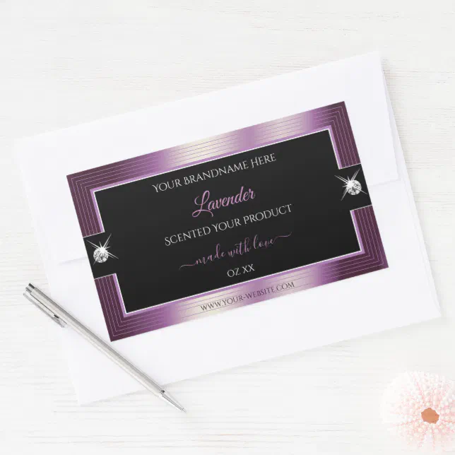 Luxury Black Purple Shiny Brilliants Product Label | Zazzle