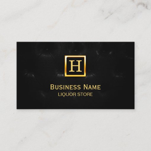 Luxury Black Quilted Leather Liquor Store Business Card | Zazzle