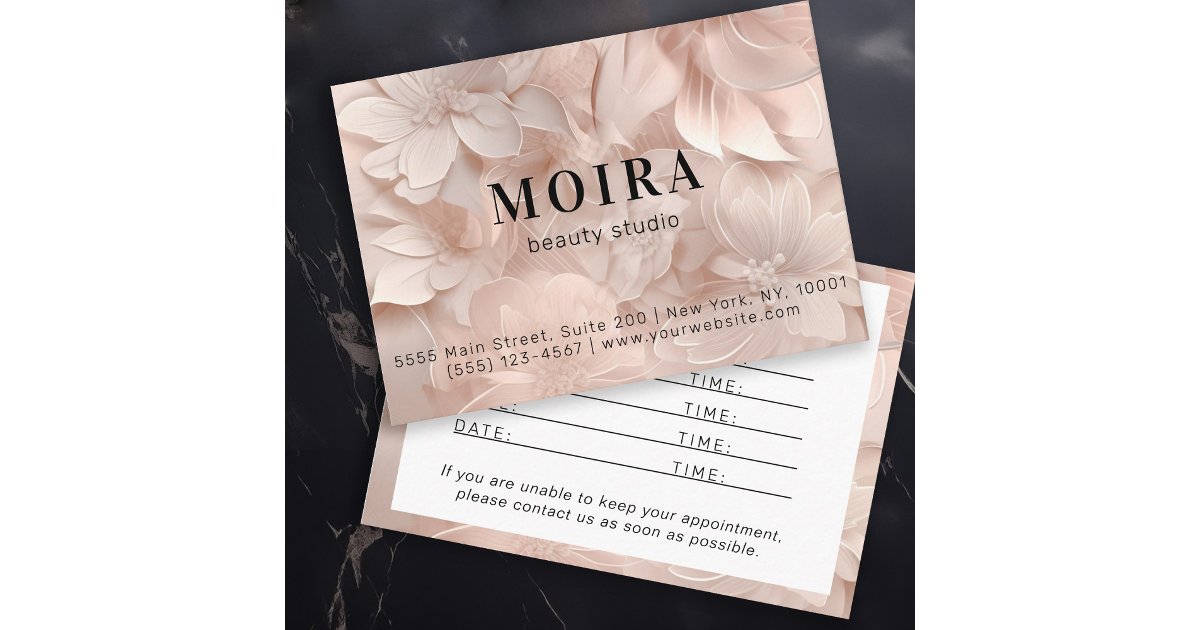 Luxury, Blush-Beige, Flower, Reminder Appointment Card | Zazzle