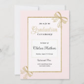 Luxury blush pink gold glitter bow Graduation Invitation | Zazzle