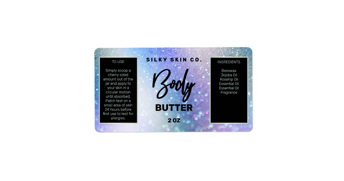 Luxury Bokeh Blue Body Butter Labels | Zazzle