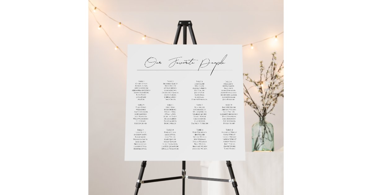 Luxury | Bold Modern Minimalist Seating Chart Foam Board | Zazzle