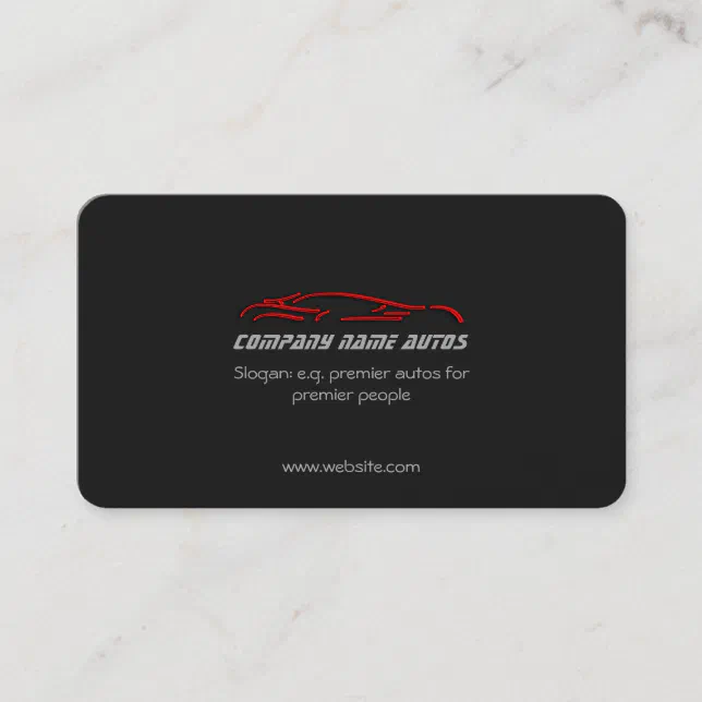 Luxury Car logo - Red Sportscar, black template Business Card | Zazzle