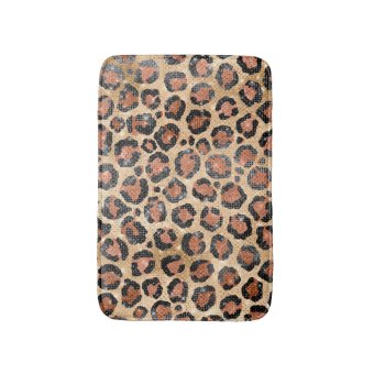 Luxury Chic Gold Black Brown Leopard Animal Print Bath Mat | Zazzle
