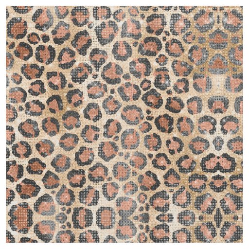 Luxury Chic Gold Black Brown Leopard Animal Print Fabric | Zazzle
