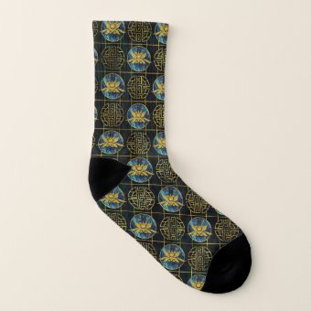 Luxury Chinese Golden Lotus on Abalone Socks | Zazzle