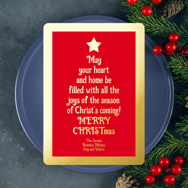 Luxury Christian Christmas Tree with Words Gold Foil Holiday Card | Zazzle