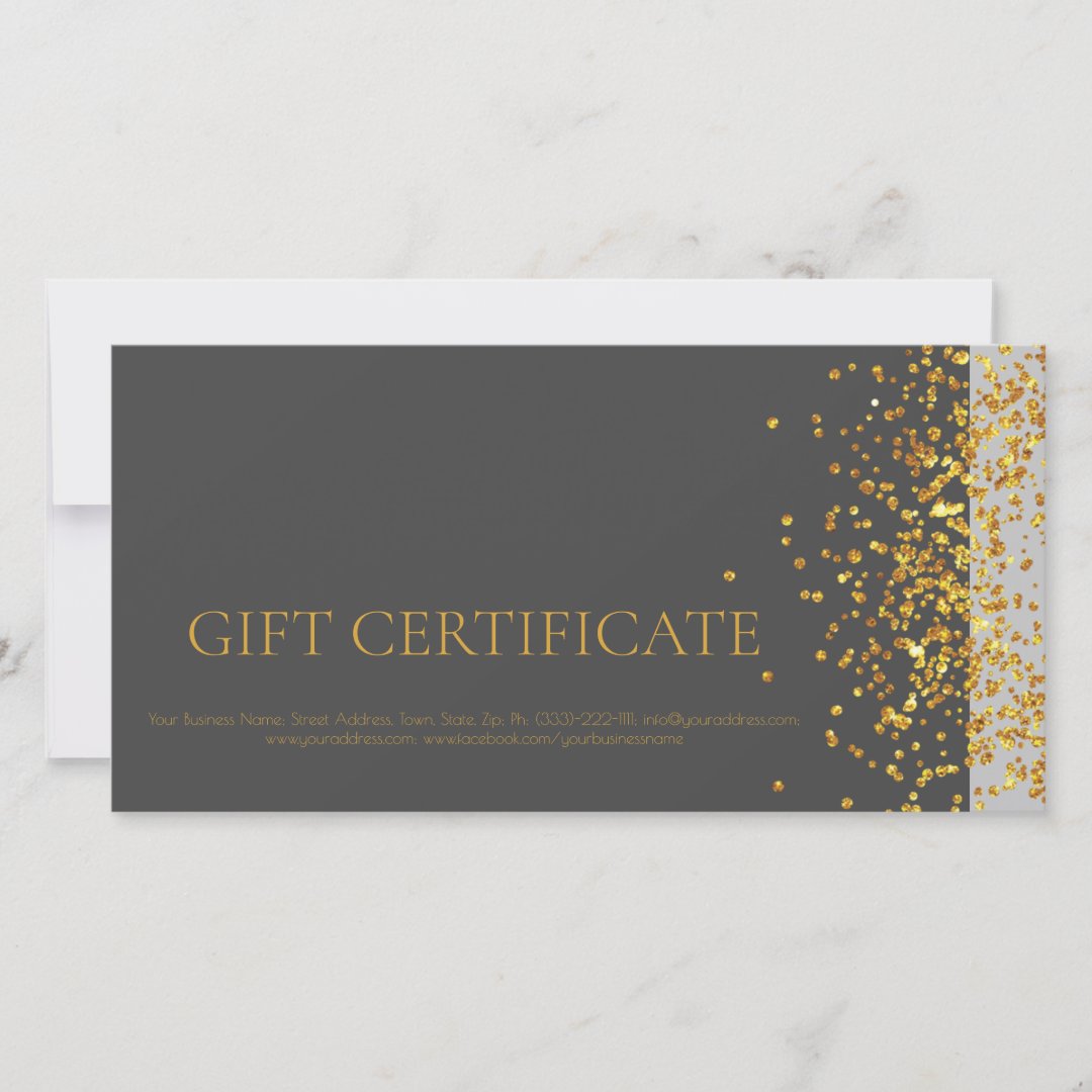 Luxury Design Gift Certificate Gold Sparkle Grey Thank You Card | Zazzle