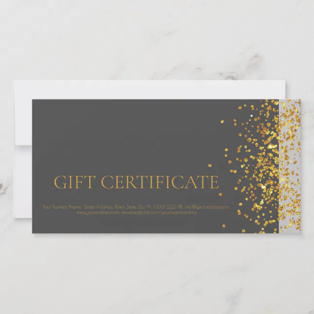 Luxury Design Gift Certificate Gold Sparkle Grey Thank You Card | Zazzle