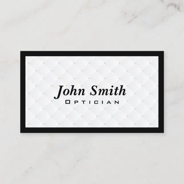 Luxury Diamond Quilt Optician Business Card | Zazzle