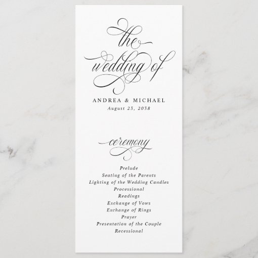 Luxury Elegant Calligraphy Wedding Program | Zazzle