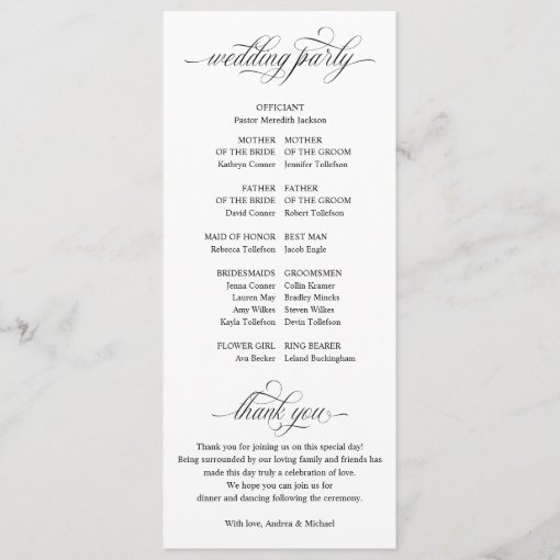 Luxury Elegant Calligraphy Wedding Program | Zazzle