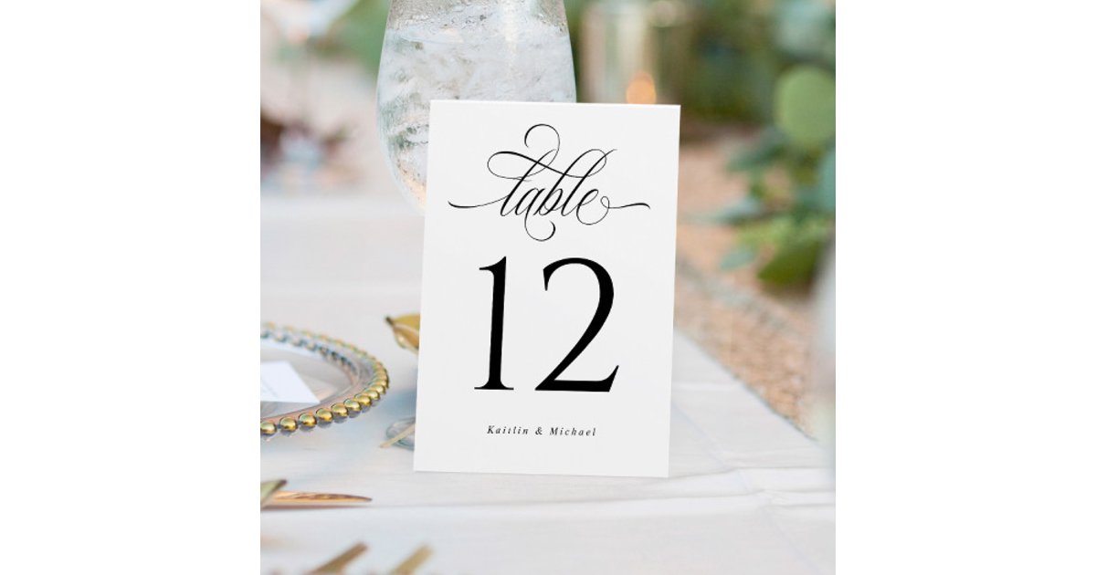 Luxury Elegant Calligraphy Wedding Table Number | Zazzle