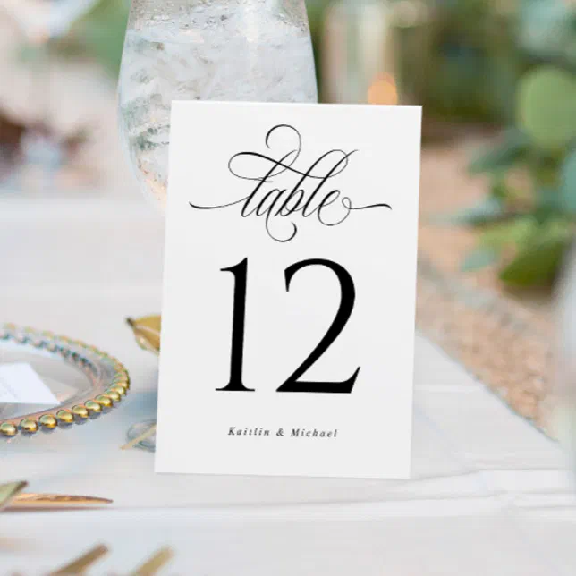Luxury Elegant Calligraphy Wedding Table Number | Zazzle