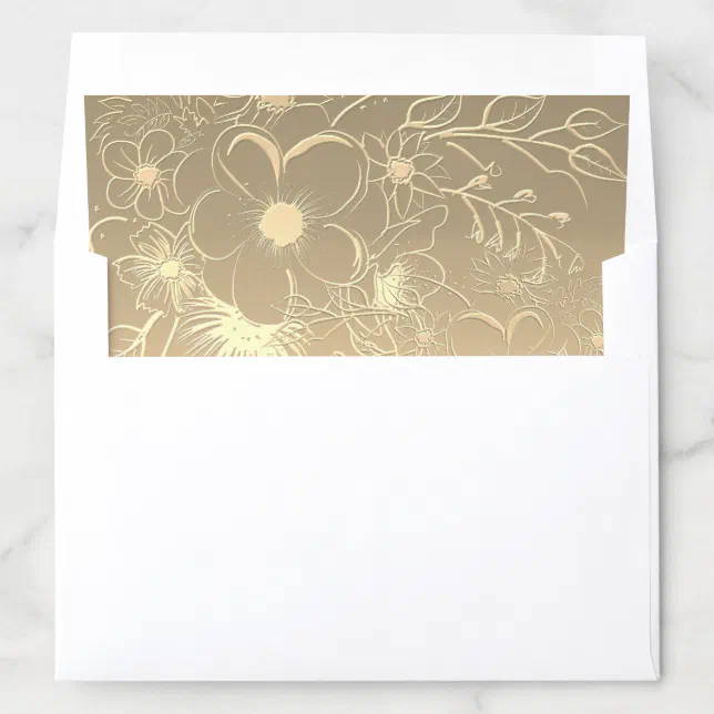 Luxury Elegant Floral Lace Gold Foil Wedding Envelope Liner | Zazzle