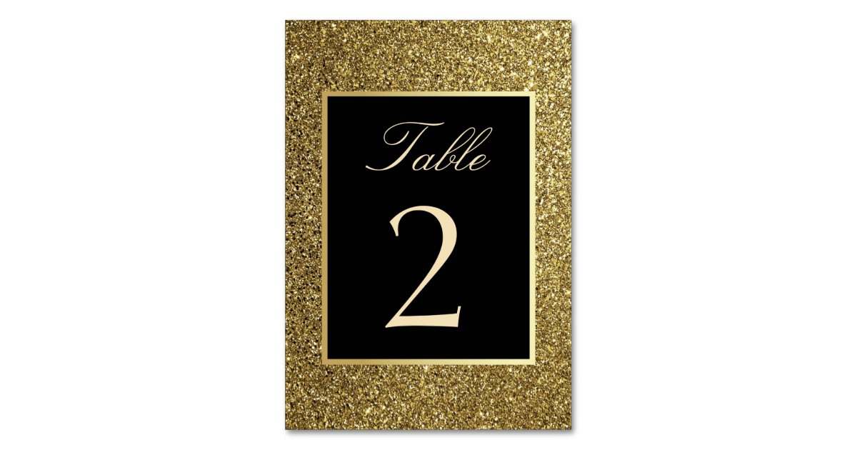 Luxury Elegant Glitter Gold and Black Wedding Tabl Table Number | Zazzle