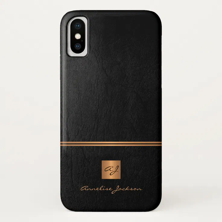 Luxury elegant gold glitter black monogrammed Case-Mate iPhone case | Zazzle