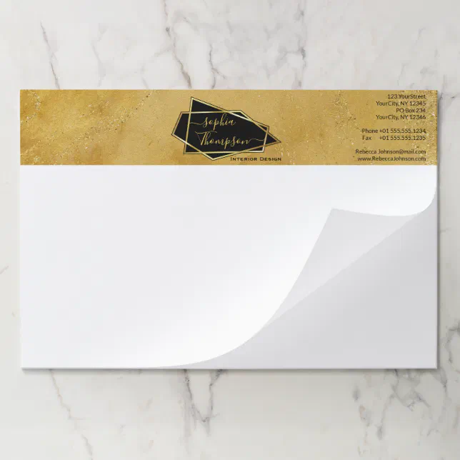 Luxury Elegant Gold Glitter Marble Script Paper Pad | Zazzle