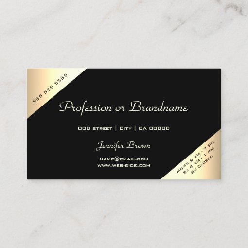 Luxury Elegant Gold Gradient Shimmer Opening Hours Business Card | Zazzle