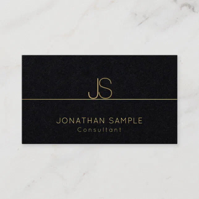 Luxury Elegant Monogram Modern Gold Text Elite Business Card | Zazzle