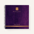 Luxury elegant purple leather gold monogrammed notebook | Zazzle
