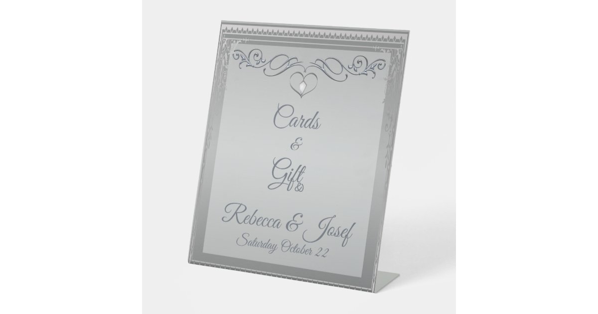 Luxury elegant silver border frame custom pedestal sign | Zazzle