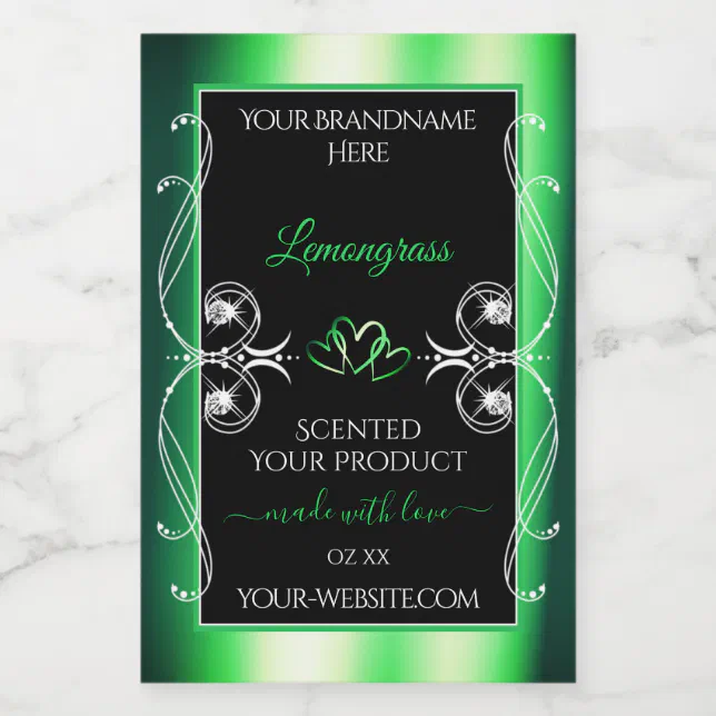 Luxury Emerald Green Black Product Labels Diamonds | Zazzle