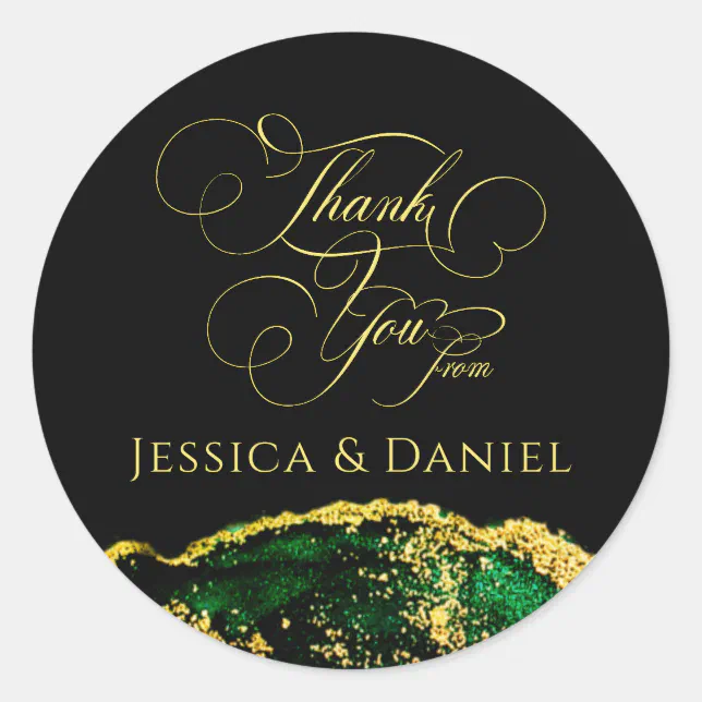 Luxury Emerald Green Gold Custom Classic Round Sticker | Zazzle