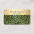 Luxury Emerald Green Gold Leopard Print QR Code Business Card | Zazzle