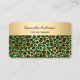 Luxury Emerald Green Gold Leopard Print QR Code Business Card | Zazzle