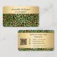 Luxury Emerald Green Gold Leopard Print QR Code Business Card | Zazzle