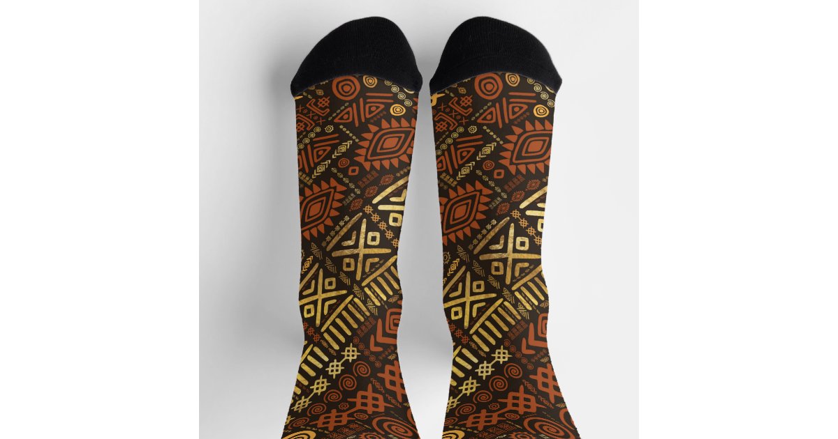 Luxury Ethnic African Pattern- shades of brown Socks | Zazzle