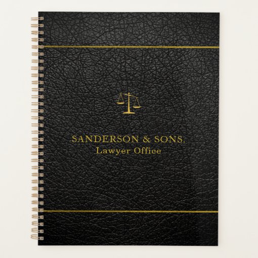 Luxury faux gold and black leather lawyer attorney planner | Zazzle