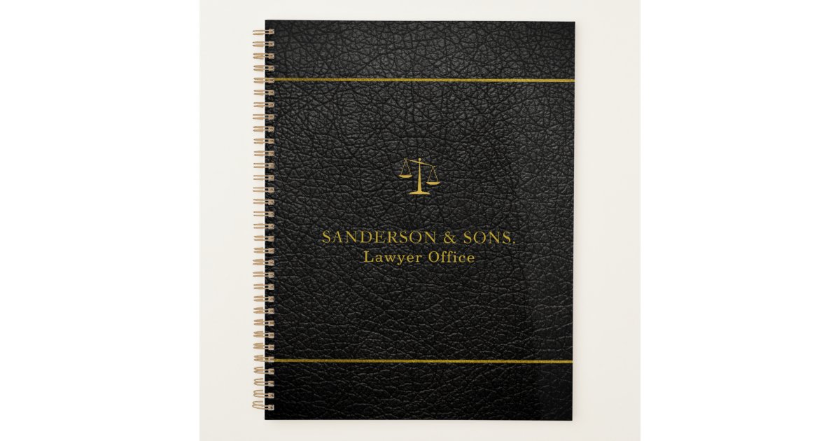 Luxury faux gold and black leather lawyer attorney planner | Zazzle
