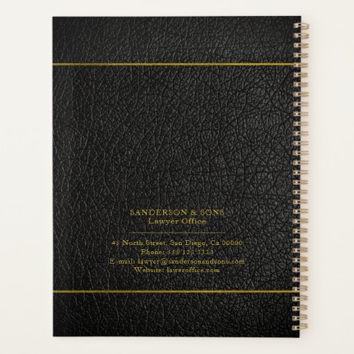 Luxury faux gold and black leather lawyer attorney planner | Zazzle