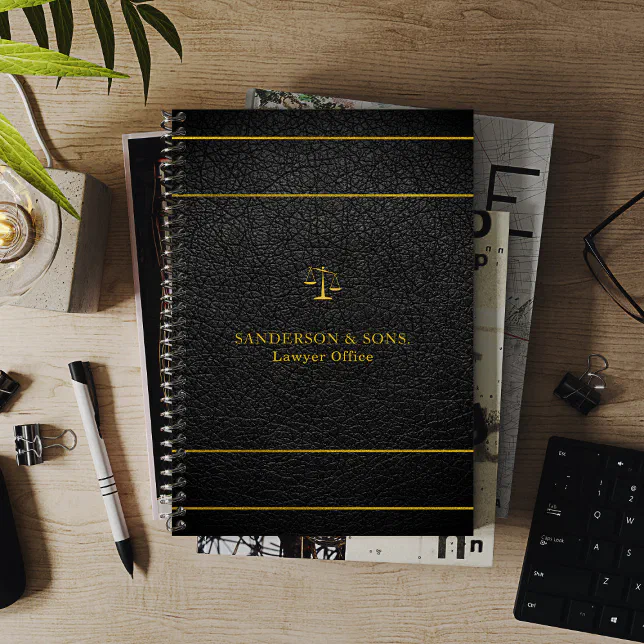 Luxury faux gold and black leather lawyer attorney planner | Zazzle