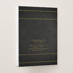 Luxury faux gold and black leather lawyer attorney pocket folder | Zazzle