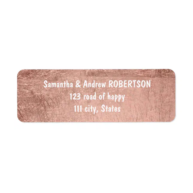 Luxury faux rose gold leaf wedding label | Zazzle