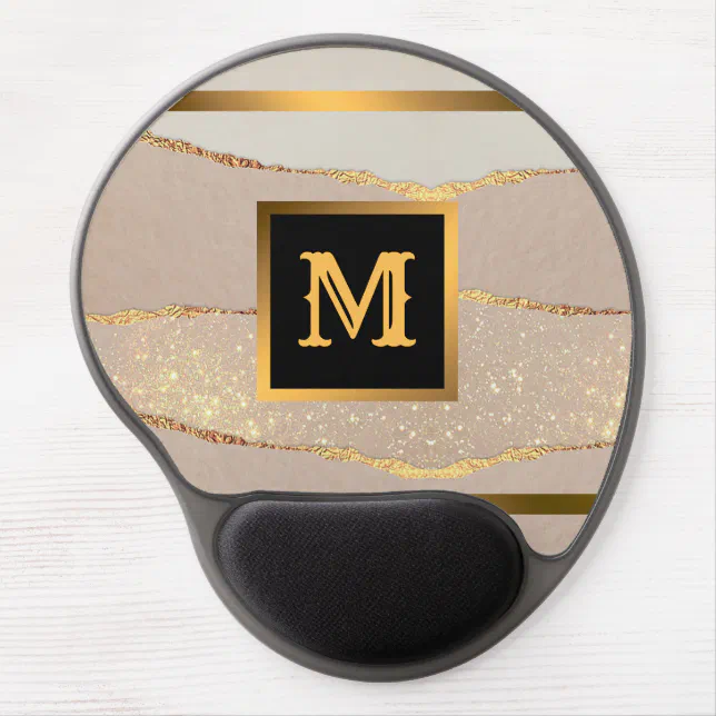 Luxury Glitter Rose Gold Monogrammed Gel Mouse Pad | Zazzle