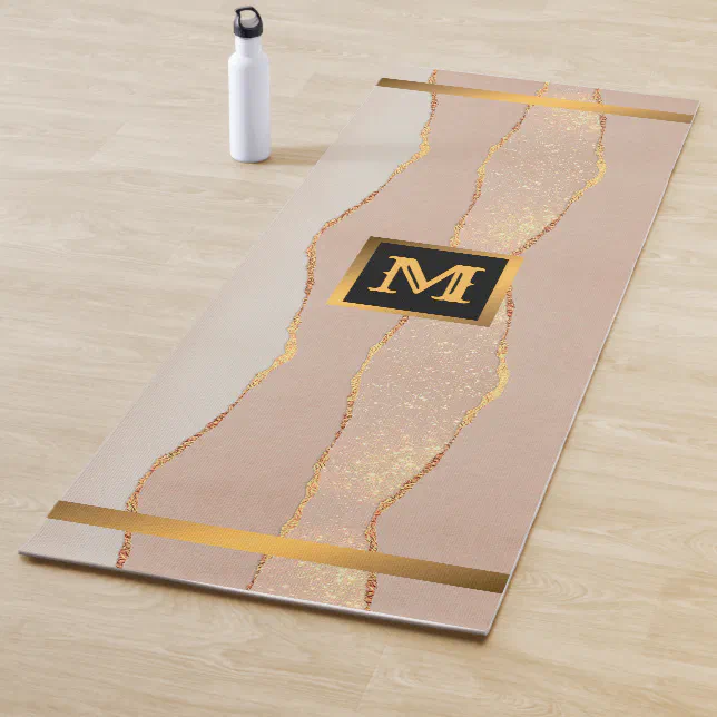 Luxury Glitter Rose Gold Monogrammed Yoga Mat | Zazzle