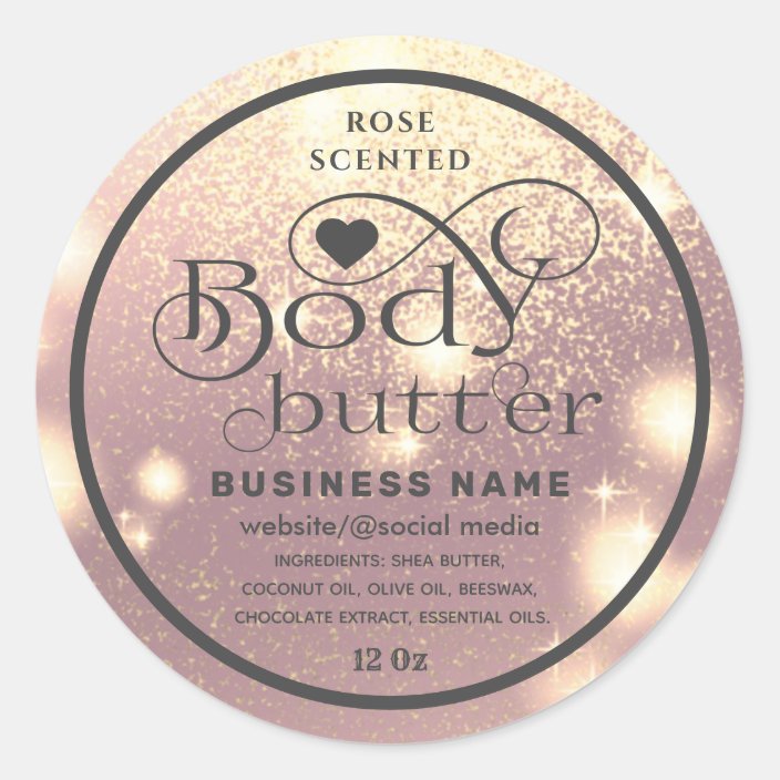 Luxury Glittery script body butter label | Zazzle.com