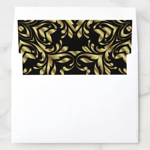 Luxury Gold and Black Elegant Fancy Baroque Border Envelope Liner | Zazzle