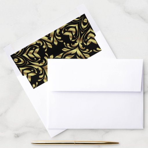 Luxury Gold and Black Elegant Fancy Baroque Border Envelope Liner | Zazzle