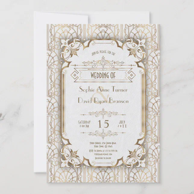 Luxury Gold Art Deco Great 20s Wedding Invitation | Zazzle