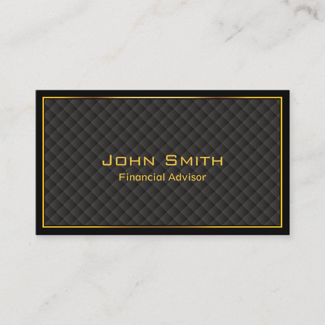 Luxury Gold Border Financial Advisor Business Card | Zazzle
