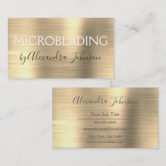 Luxury Gold Brushed Metal Microblading Business Card | Zazzle